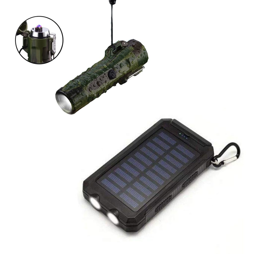 Plasma Windproof arc Lighter Electric Lighter and Solar Power Bank ...